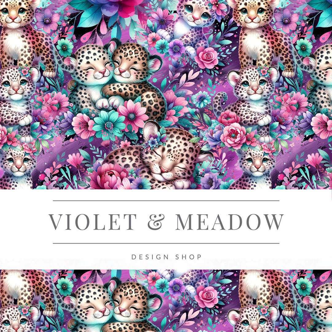 Vibrant 90s Woodland Animals | Cute Seamless Leopards | Repeating ...