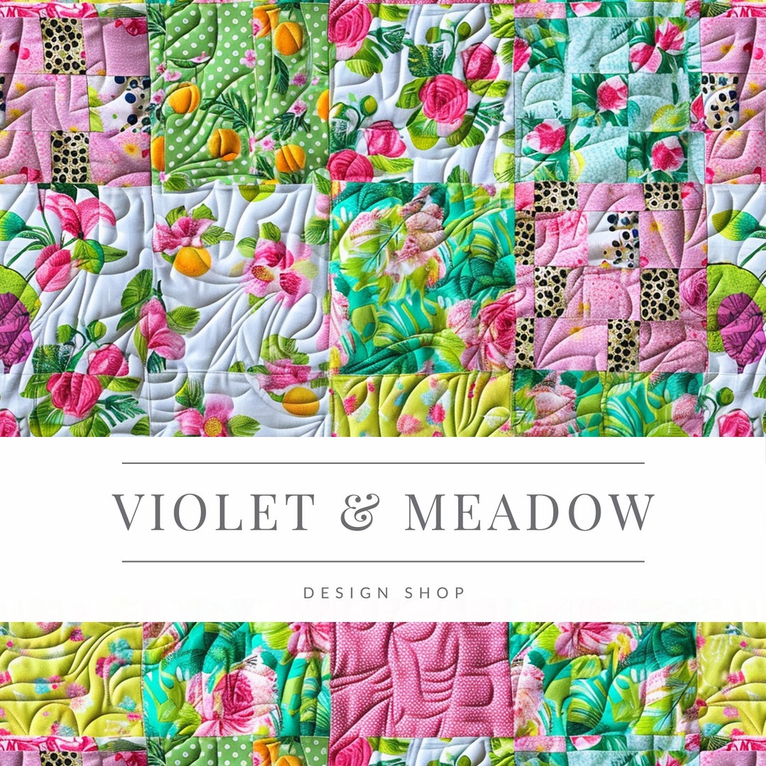 3D Preppy Patchwork Embroidery Quilt Pattern Summer Preppy Bright ...
