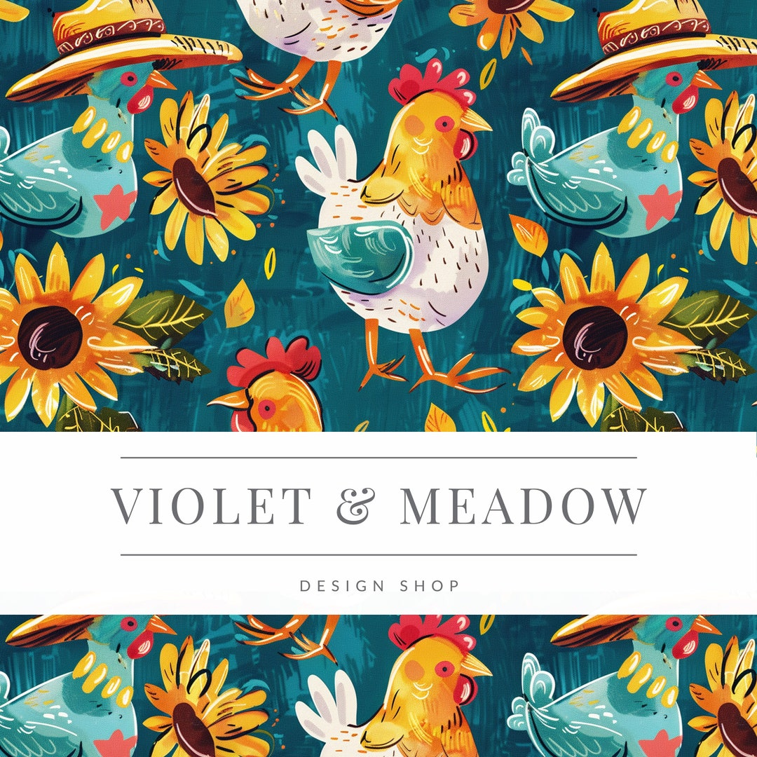 Chickens Seamless Design for Fabric, Cute Pastel Chicken and Flowers ...