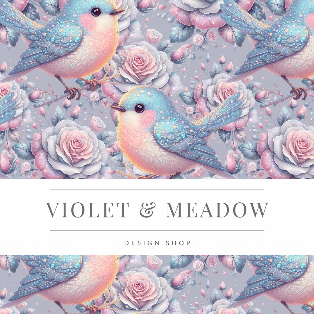 Seamless Glitter Birds Pattern Rainbow Butterfly | Cute Seamless Repeat ...