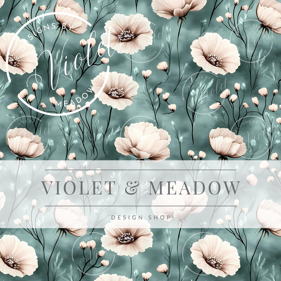 Wildflower Floral Seamless Pattern , Vintage Shabby Chic Paper, Digital ...