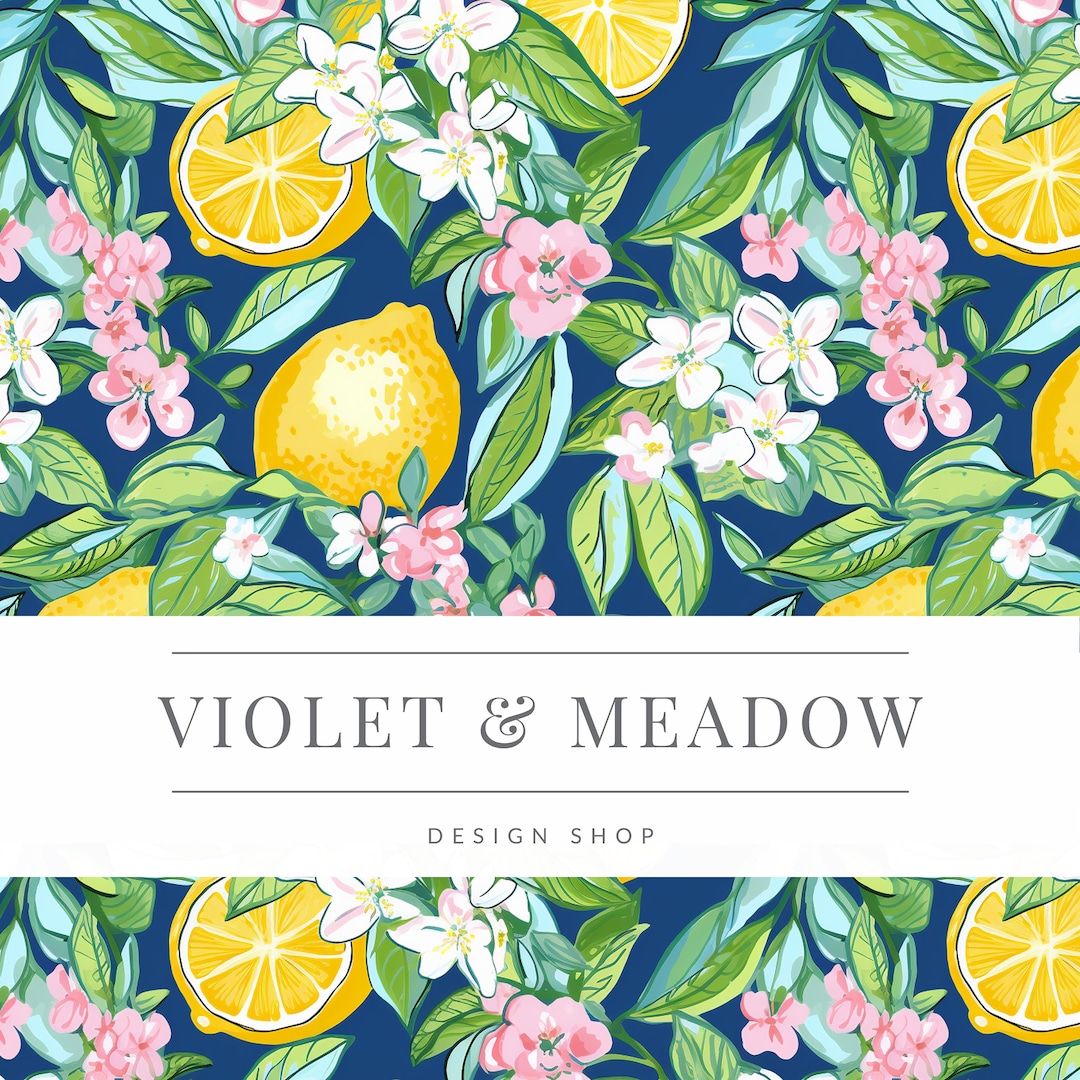 Preppy, Lemons Preppy Flowers Summer Watercolor Seamless Pattern ...