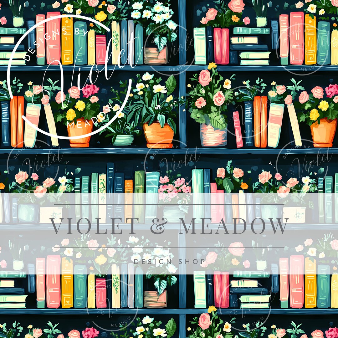 Seamless Bookcase, Seamless Book Pattern, Seamless Spring Reading ...