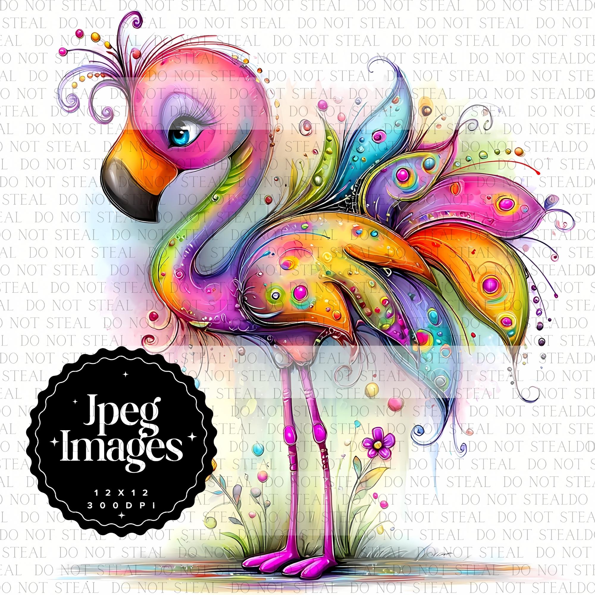 15 Whimsical Tropical Flamingo Clipart Bundle | Cute Quirky Flamingo ...