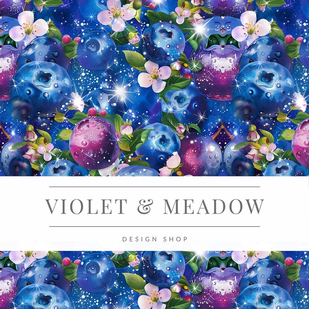 Galaxy Blueberries Seamless Pattern, Surface Design, Blueberry Paper - Etsy