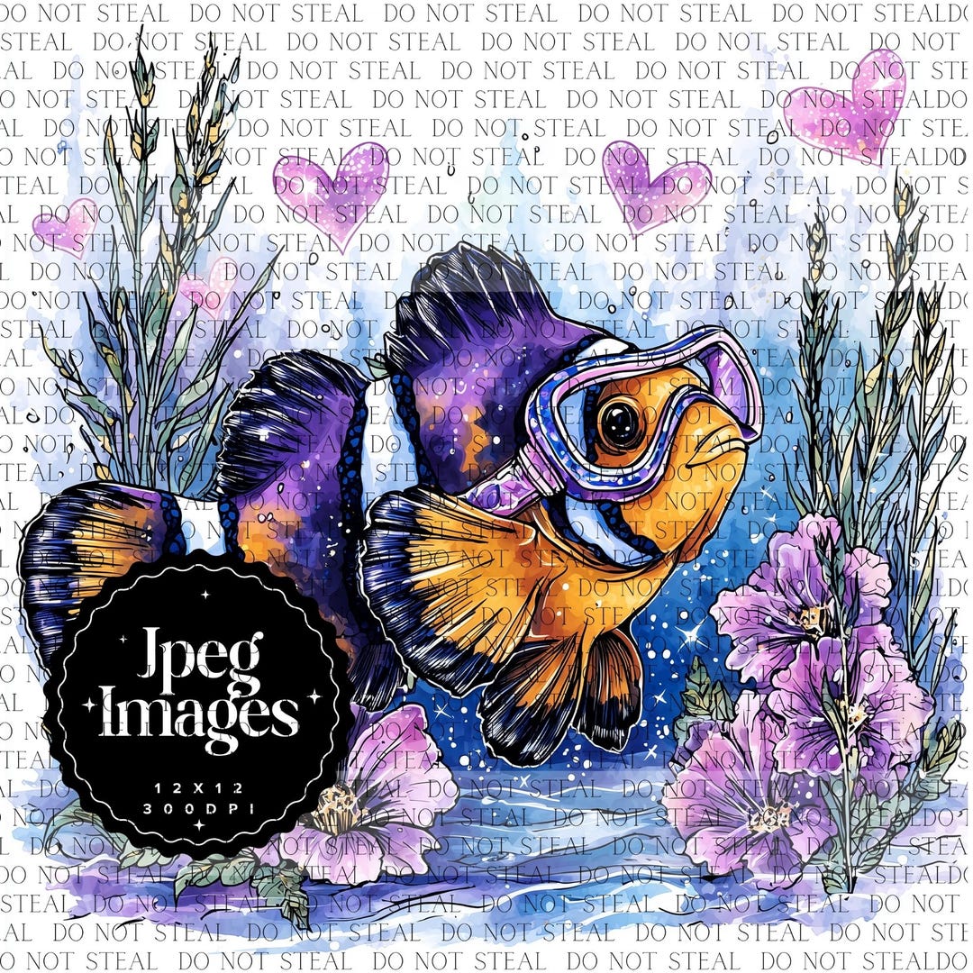 Clownfish Watercolor Clipart: Ocean Art Jpgs Nautical Clipart (digital ...
