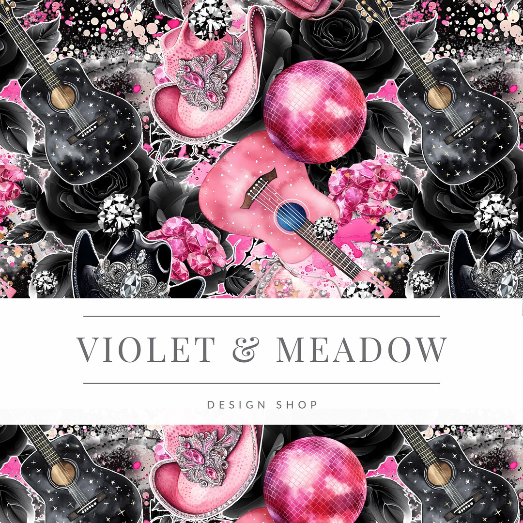 Western Coquette Cowgirl, Seamless Guitar, Seamless Coquette, Surface ...