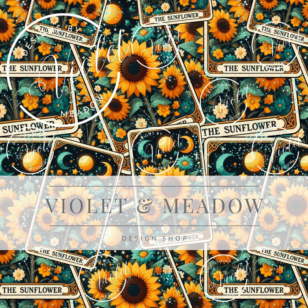 Seamless Sunflower Tarot Cards Pattern | Floral Seamless Repeat Pattern ...