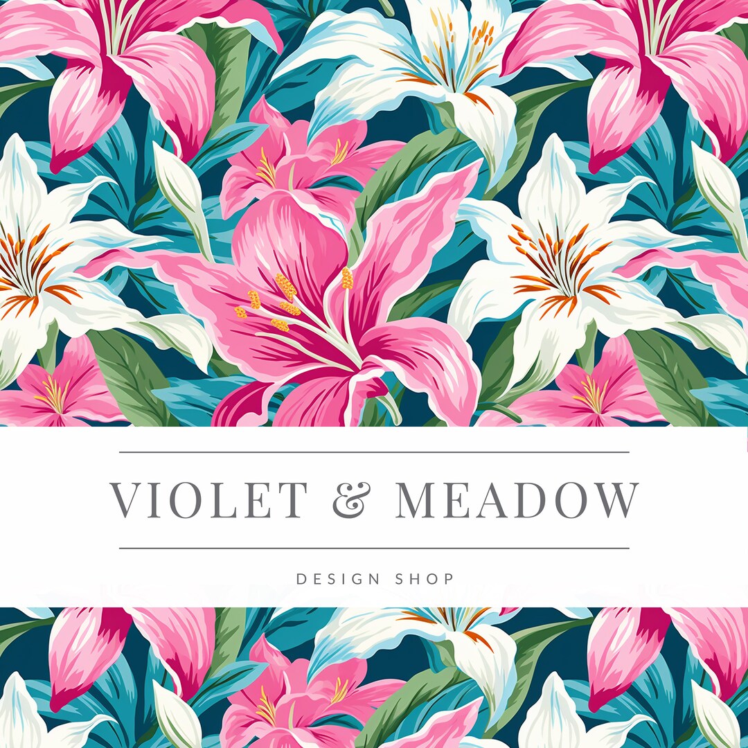 Preppy, Neon Bright, Lillies Summer Watercolor Seamless Pattern, Preppy ...