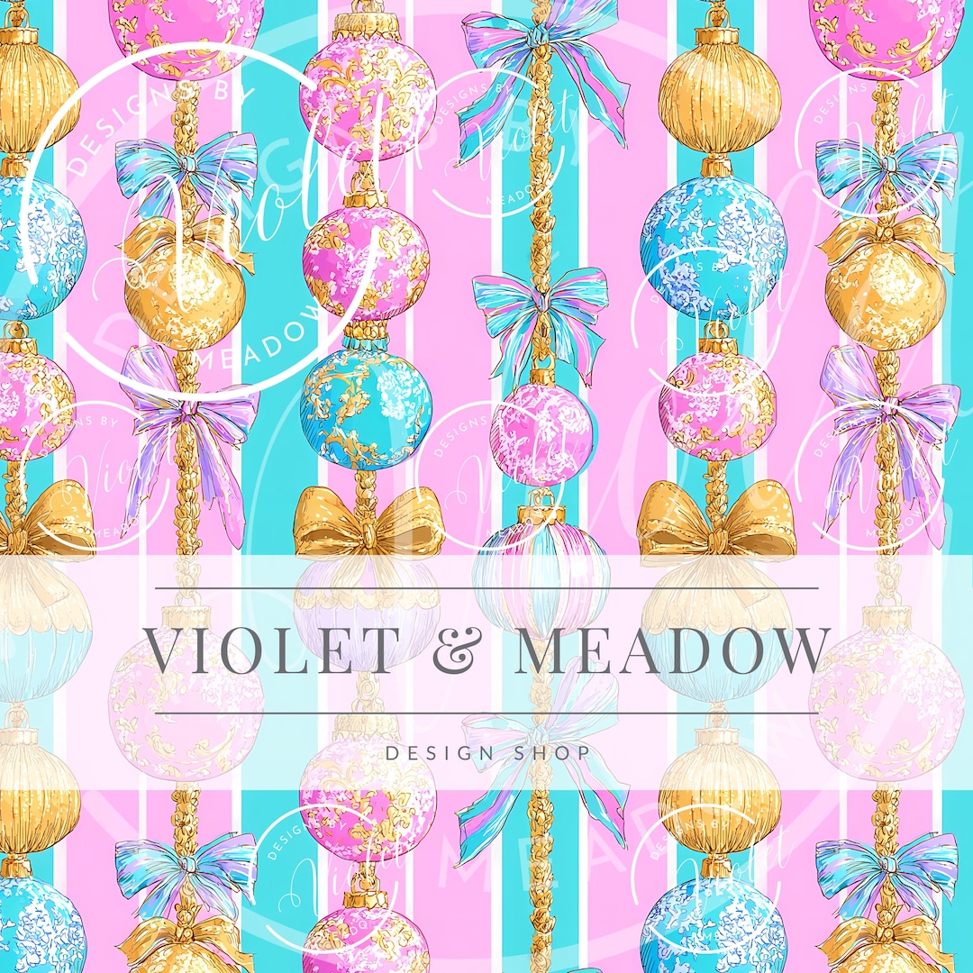 Vintage Bauble Pattern Printable Watercolor Clipart, High-quality JPG ...