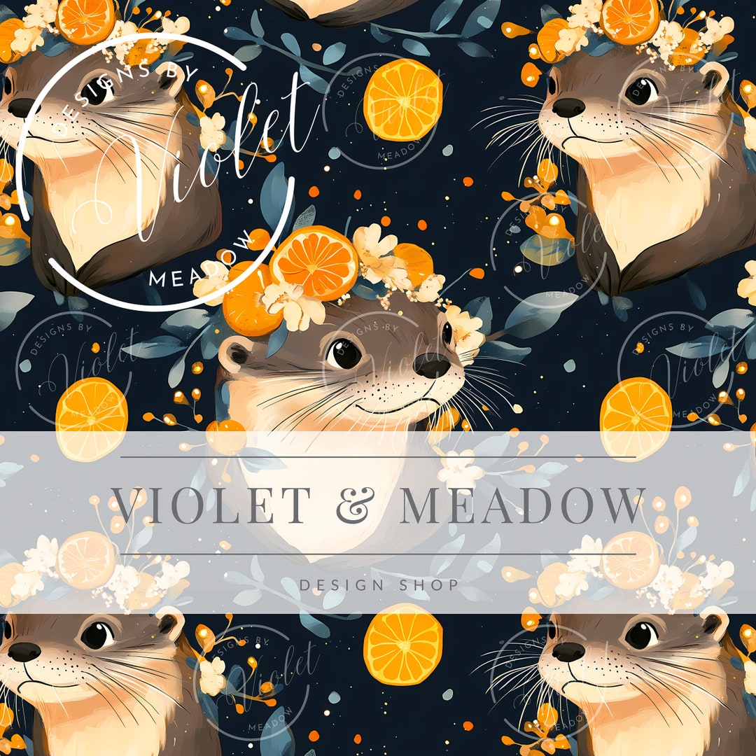 Cute Coquette Otter Seamless Pattern | Repeating File for Fabric ...