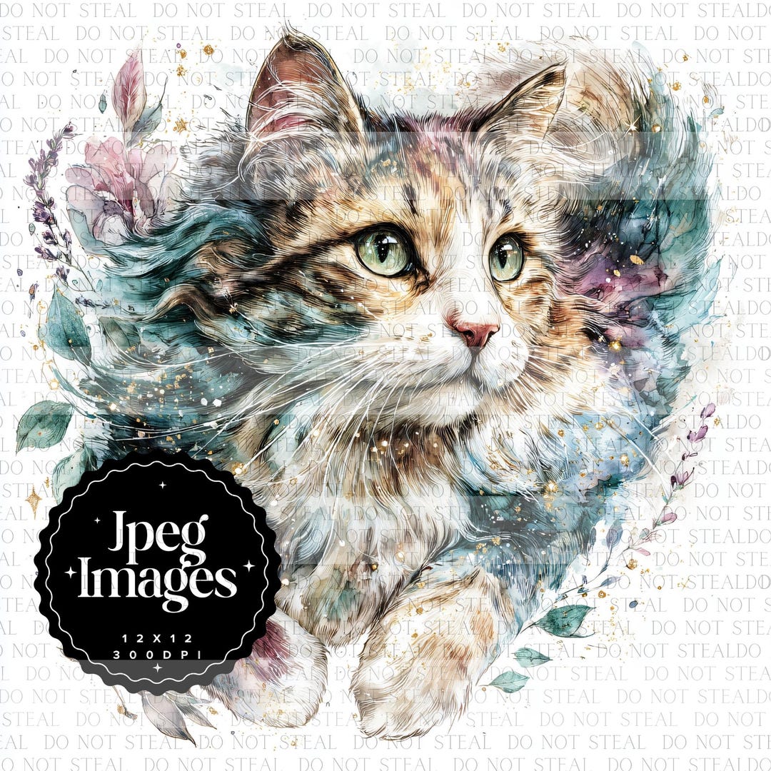 14 Whimsical Cat Clipart Bundle Watercolor JPG Images Commercial Use - Etsy