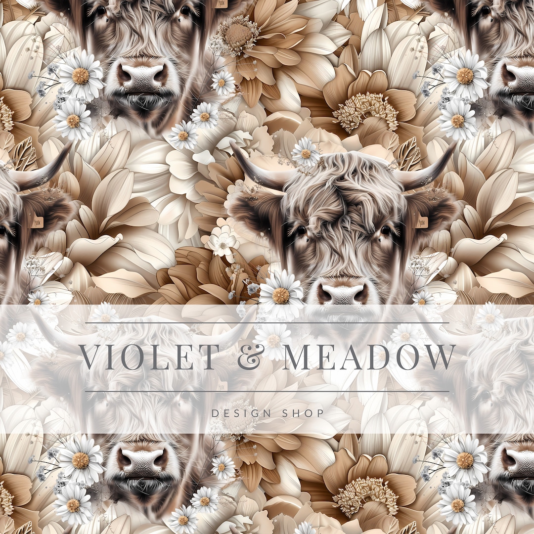 Seamless Highland Cow | Fall Seamless Pattern Seamless | Fall Florals ...