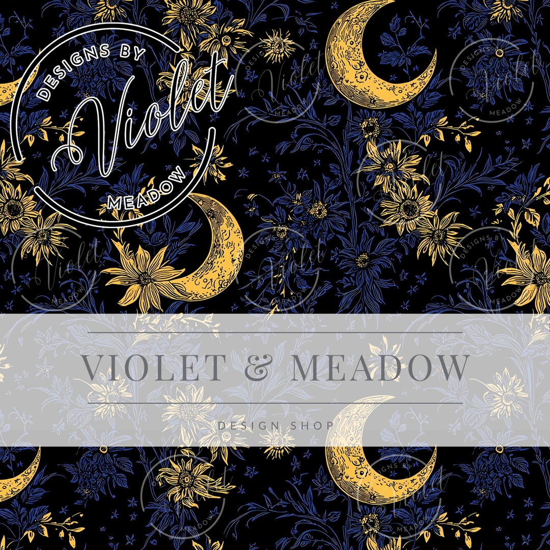 Moon and Floral Pattern | Seamless Patterns | Digital Download ...