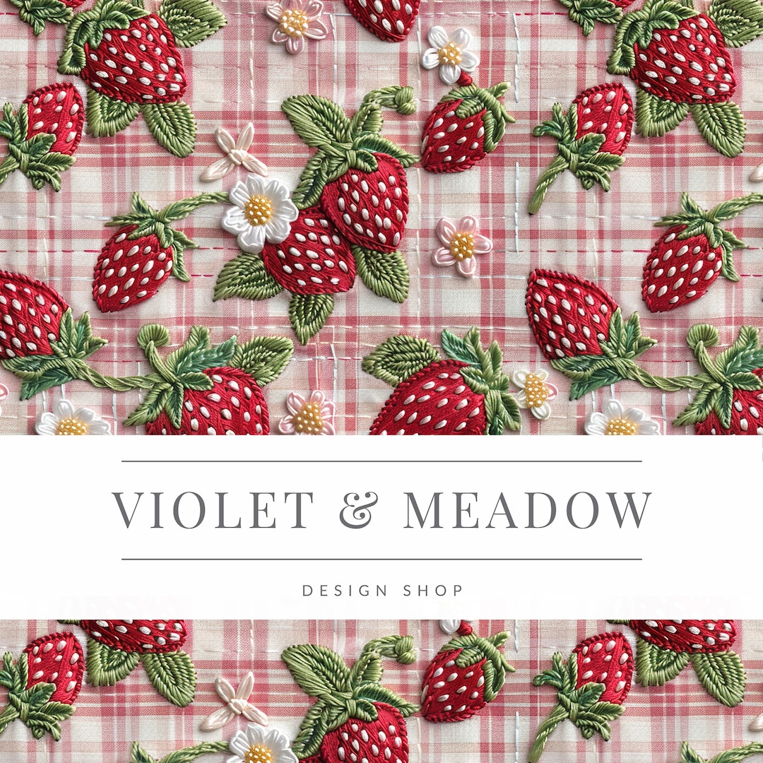 Vintage Shabby Chic Strawberries, Seamless Embroidered Strawberries Pattern Vintage Strawberries ...