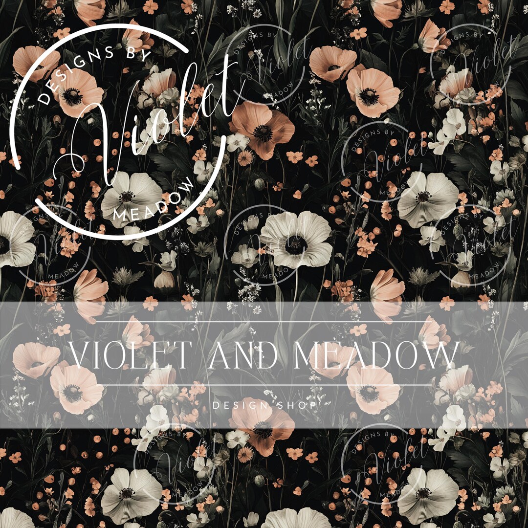 Seamless Dark Floral Pattern | Elegant Anemones, Wildflowers & Leaves ...