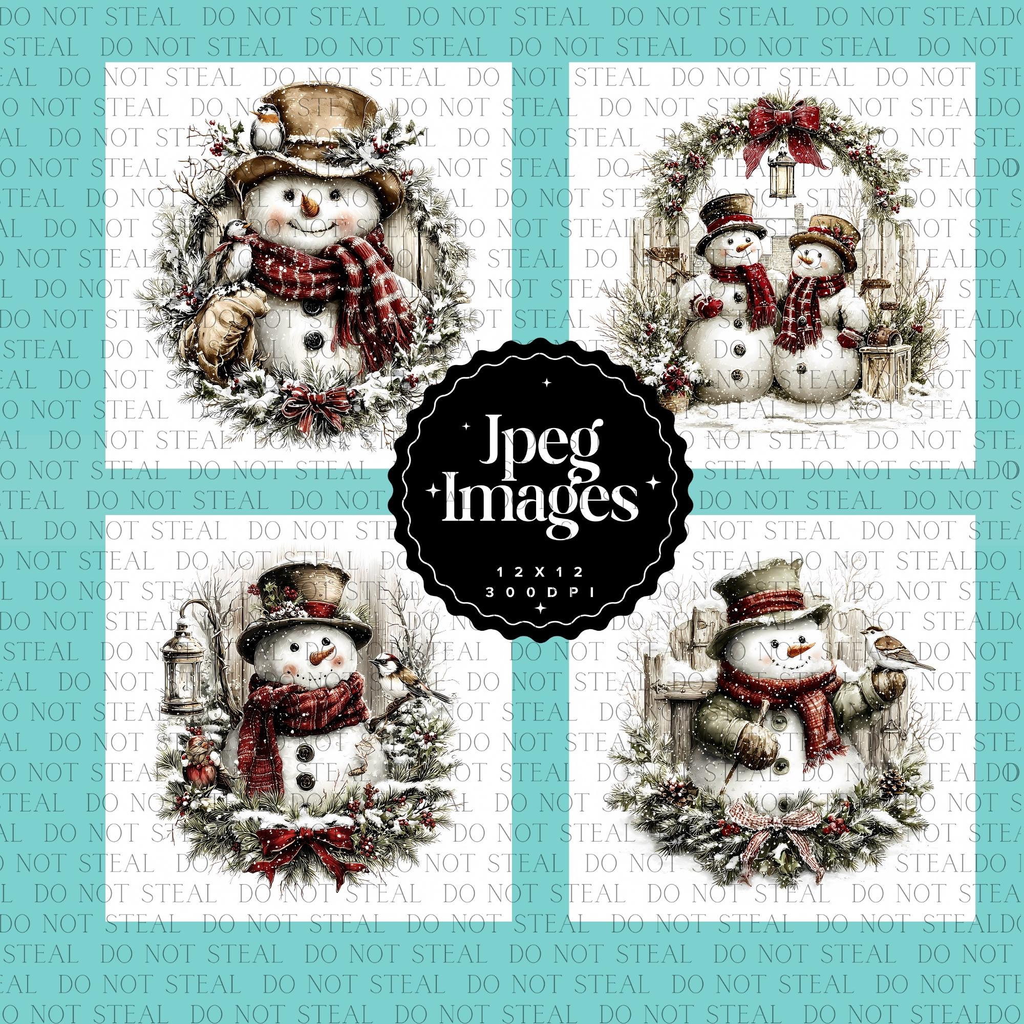 10 Snowmen Clipart, Christmas Card, Printable Watercolor, Christmas ...