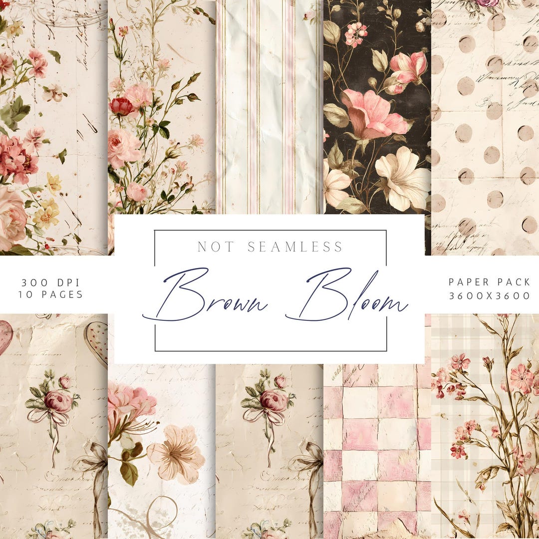 Pink Floral Junk Journal Papers, Vintage Shabby Chic Paper, Printable ...