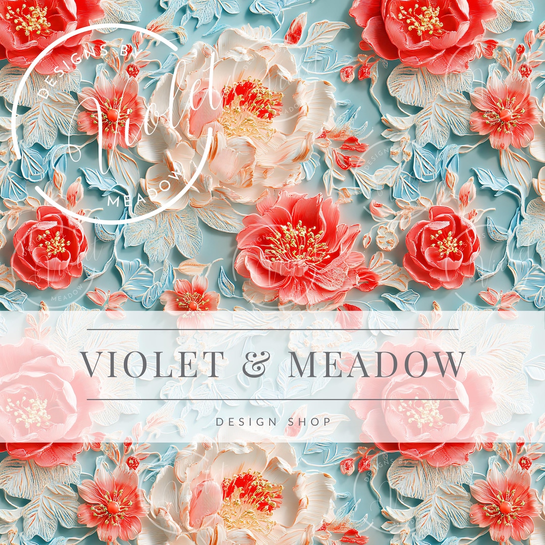 3D Roses Seamless Pattern Repeating File for Fabric Sublimation 3D Red ...