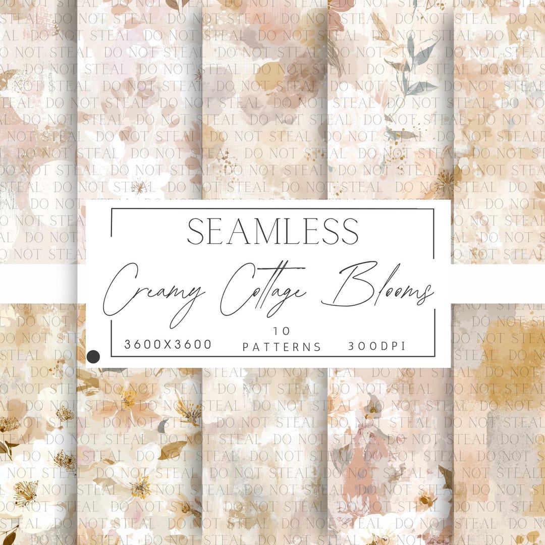 Seamless Neutral Floral Pattern Pack, Cream Beige Vintage Botanical ...