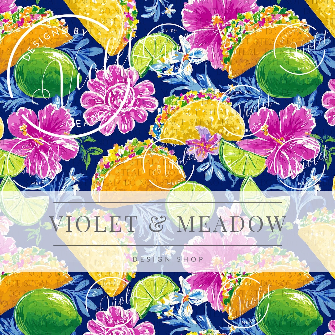 Taco Seamless Pattern Digital Paper, Mexican Food Floral Background ...