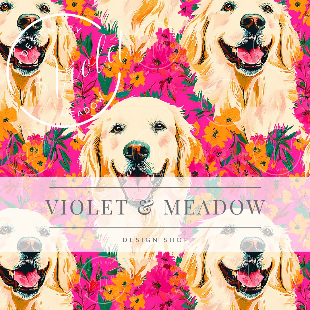 Seamless Dog Pattern | Golden Retriever Seamless Repeat Pattern ...