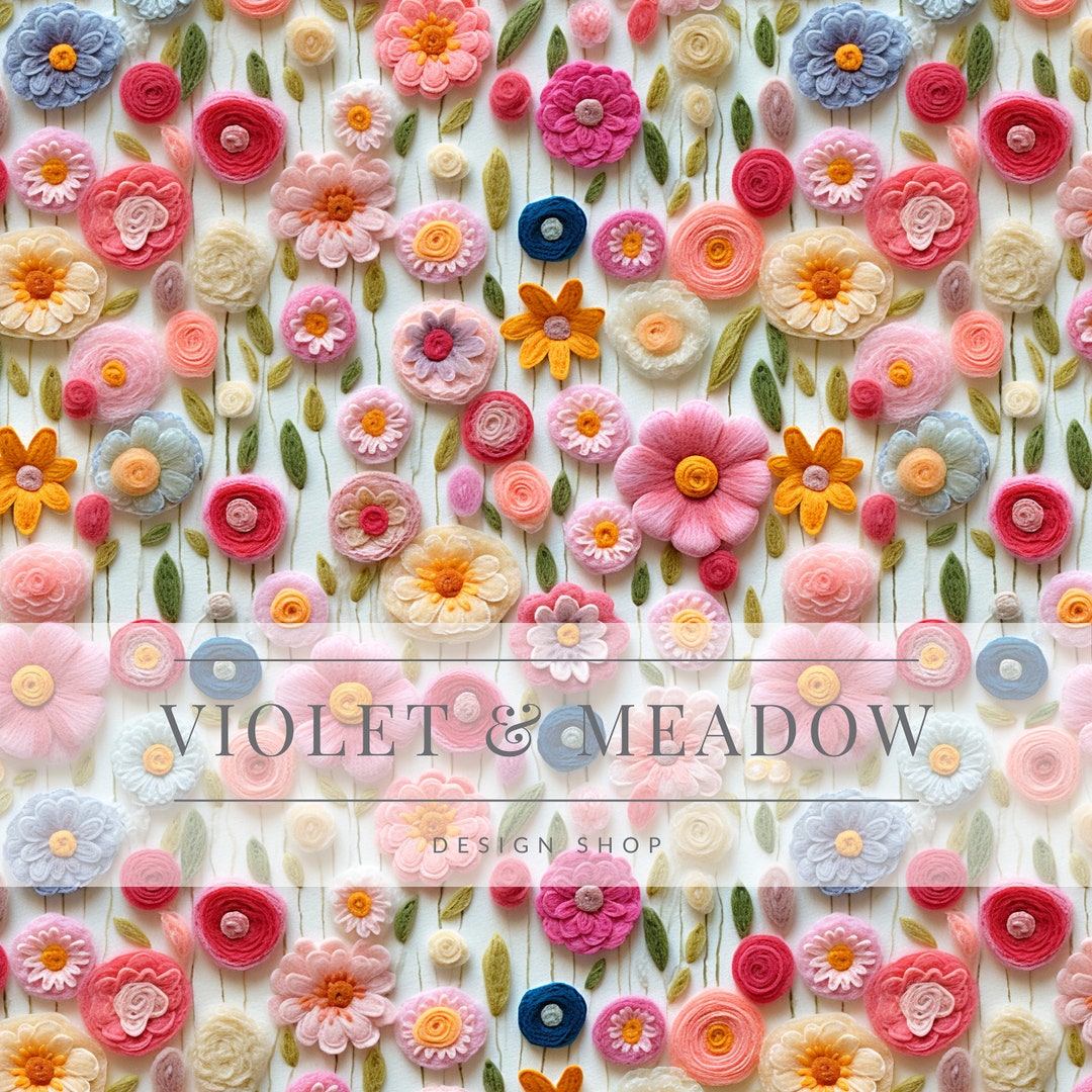 Seamless Flowers, Seamless 3D Flowers, Flower Field Pattern, Digital ...