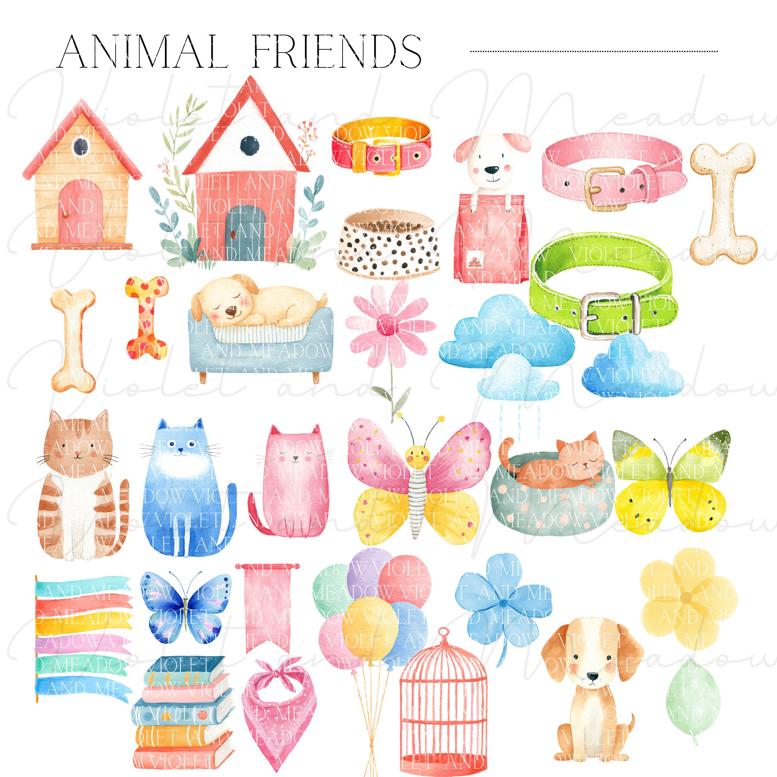 Pet Clipart Set | Birthday Clipart Bundle | Animal Nursery Clipart ...