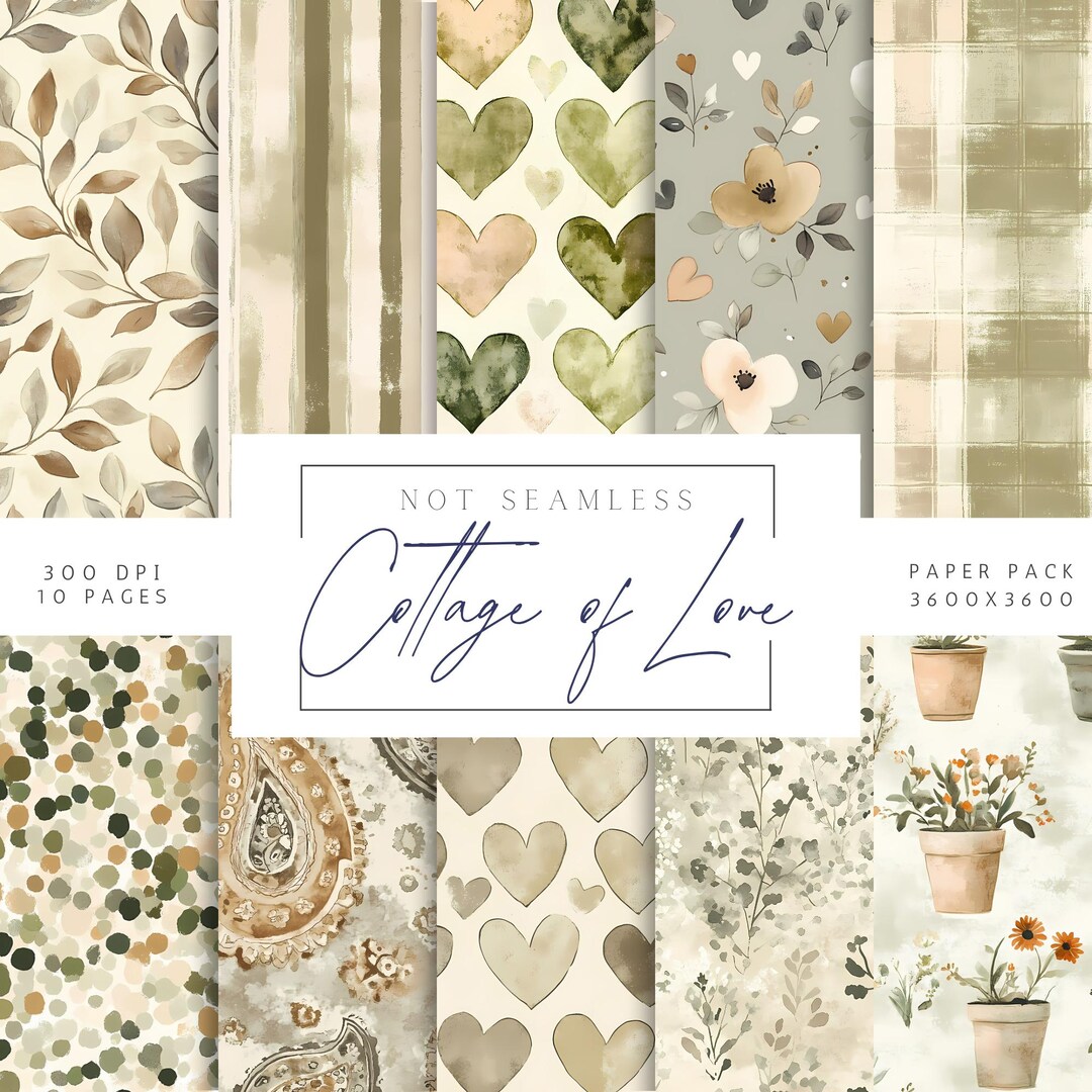 Country Cottage Paper Pack | Floral Pattern | Spring Flowers Digital ...