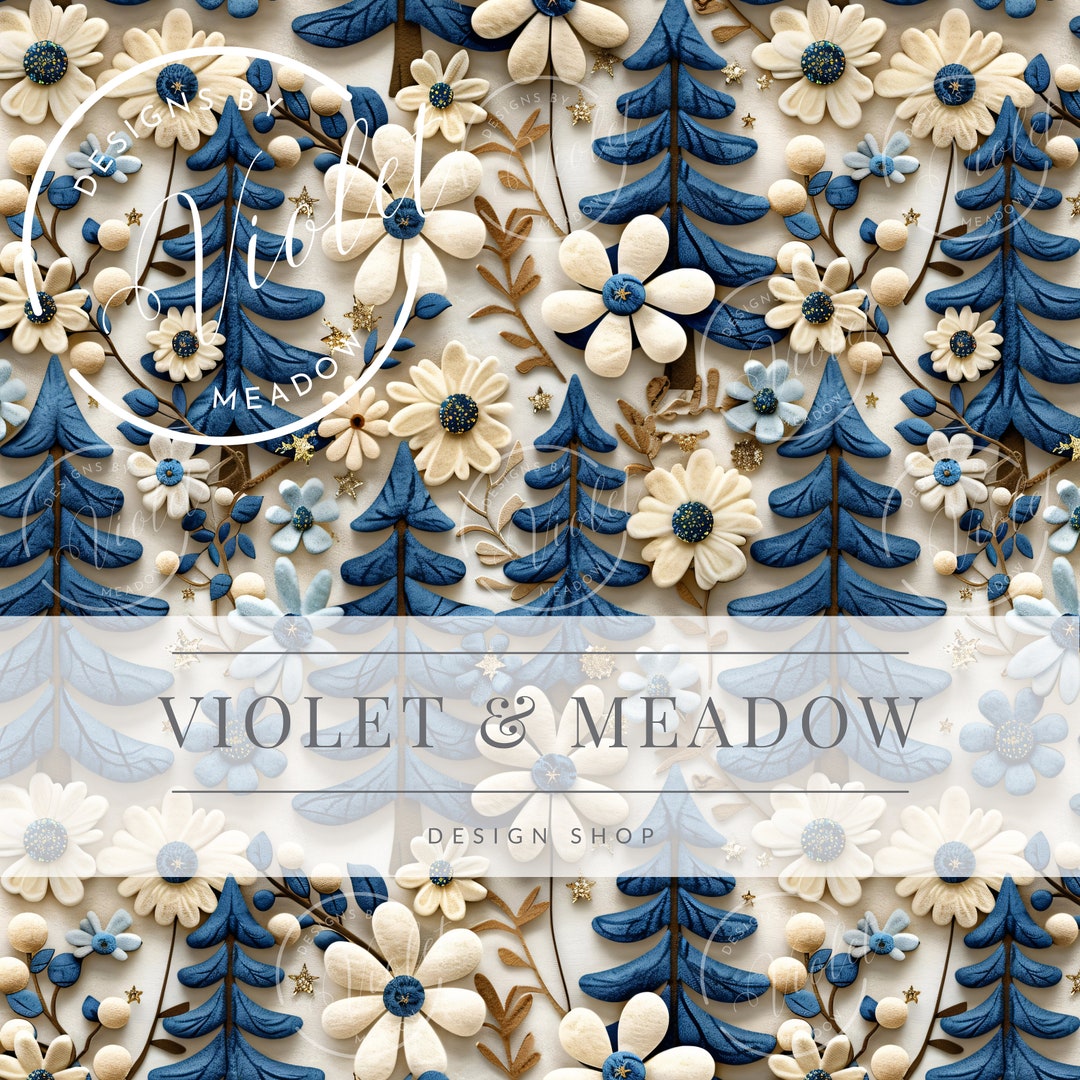 Blue Winter Flowers Flower Cute Seamless Repeat Pattern Backgrounds ...
