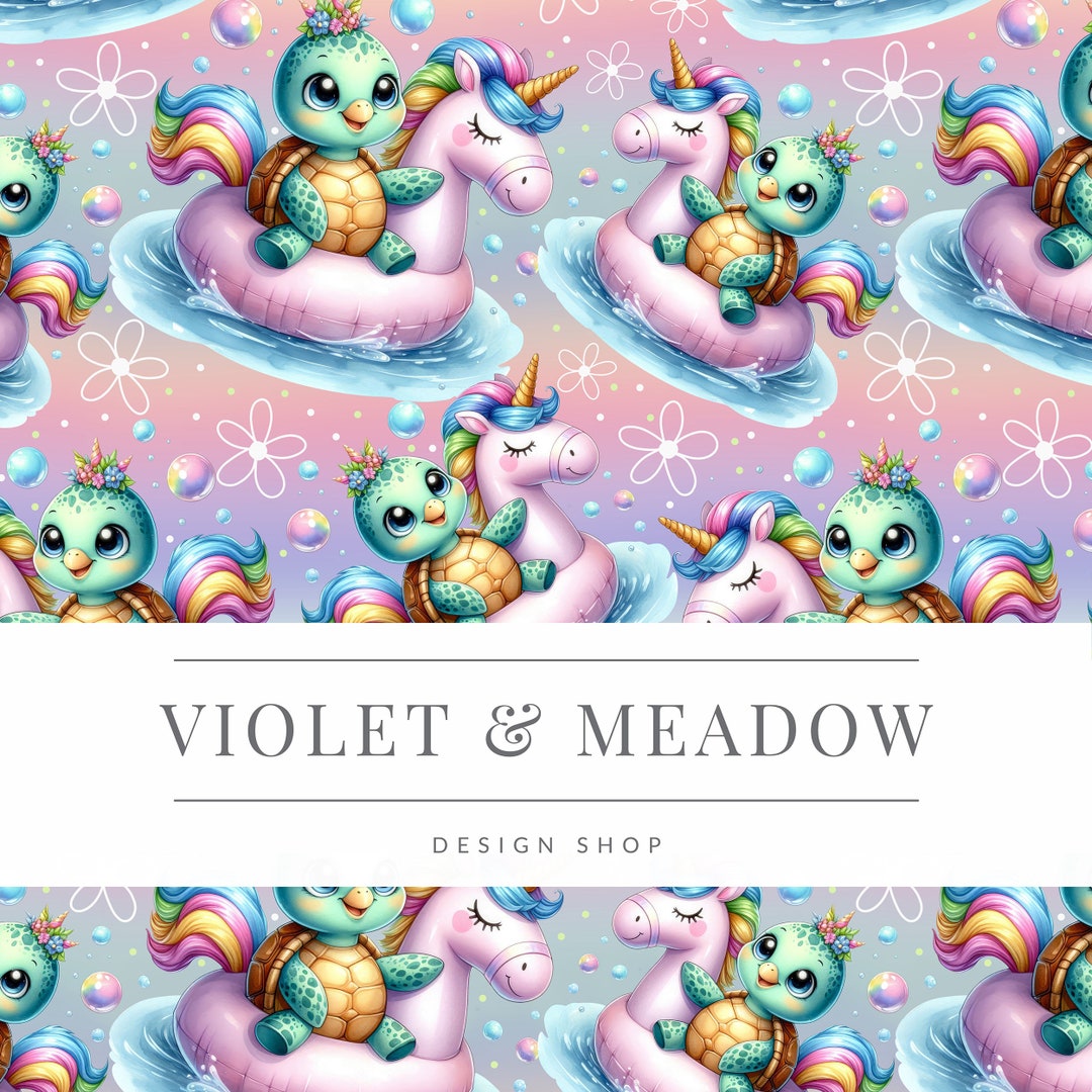Seamless Turtle, Seamless Pastel Unicorn, Seamless Glitter Sea ...
