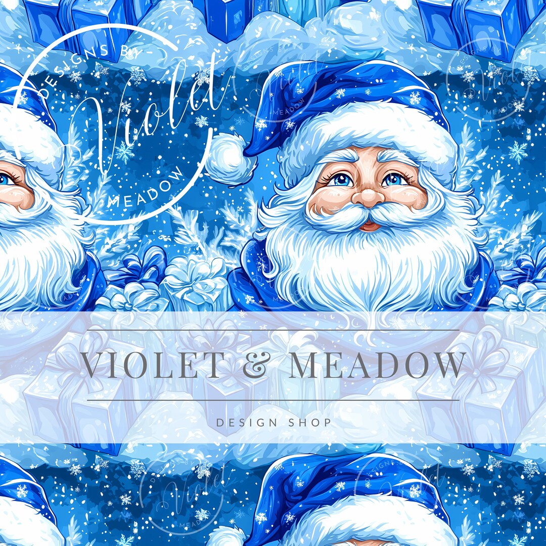 Vintage Blue Floral Snowman Seamless Pattern Repeating File for Fabric ...