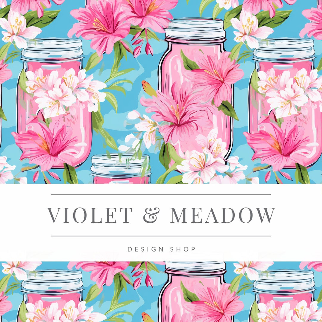 Preppy Bright Pastel Watercolor Jars, Watercolor Jars, Tropical Flowers ...