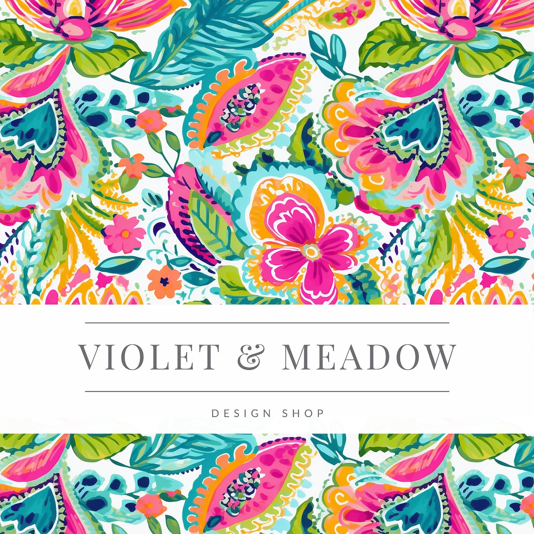 Preppy, Neon Bright, Paisley, Watercolor Seamless Pattern, Preppy ...