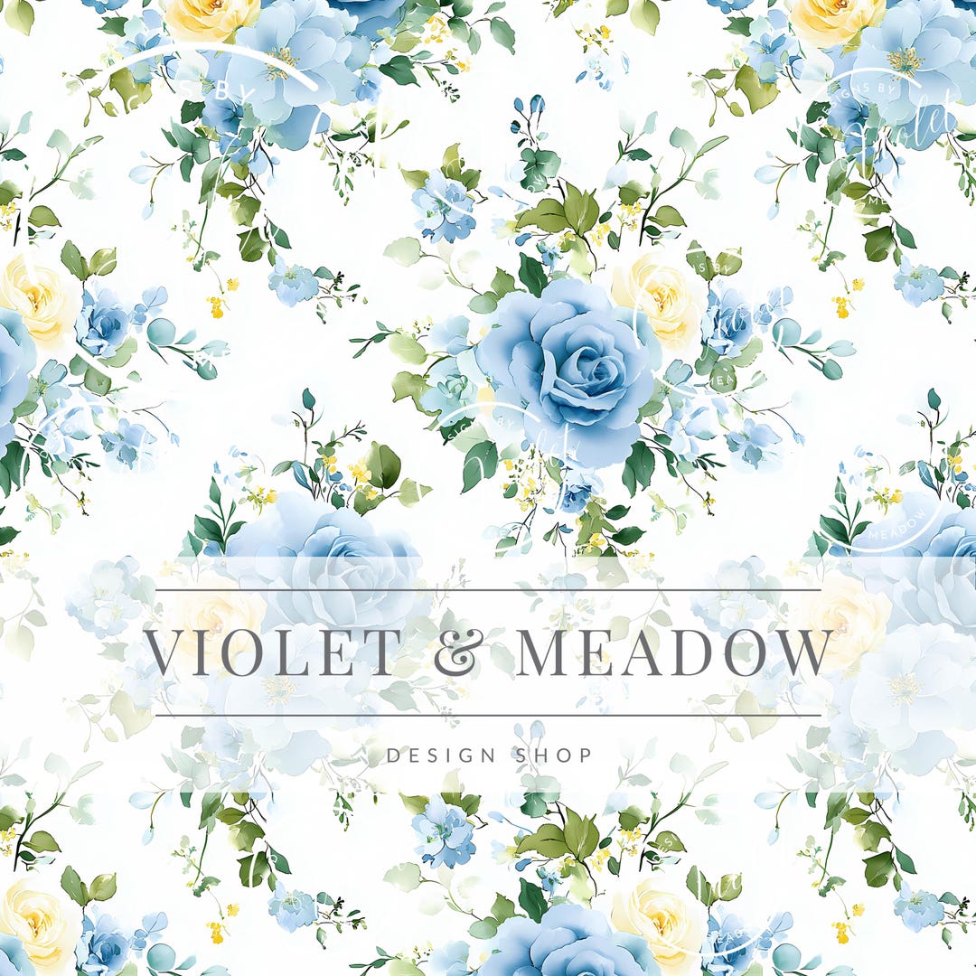 Light Blue and Cream Floral Pattern, Seamless Vintage Floral Pattern ...
