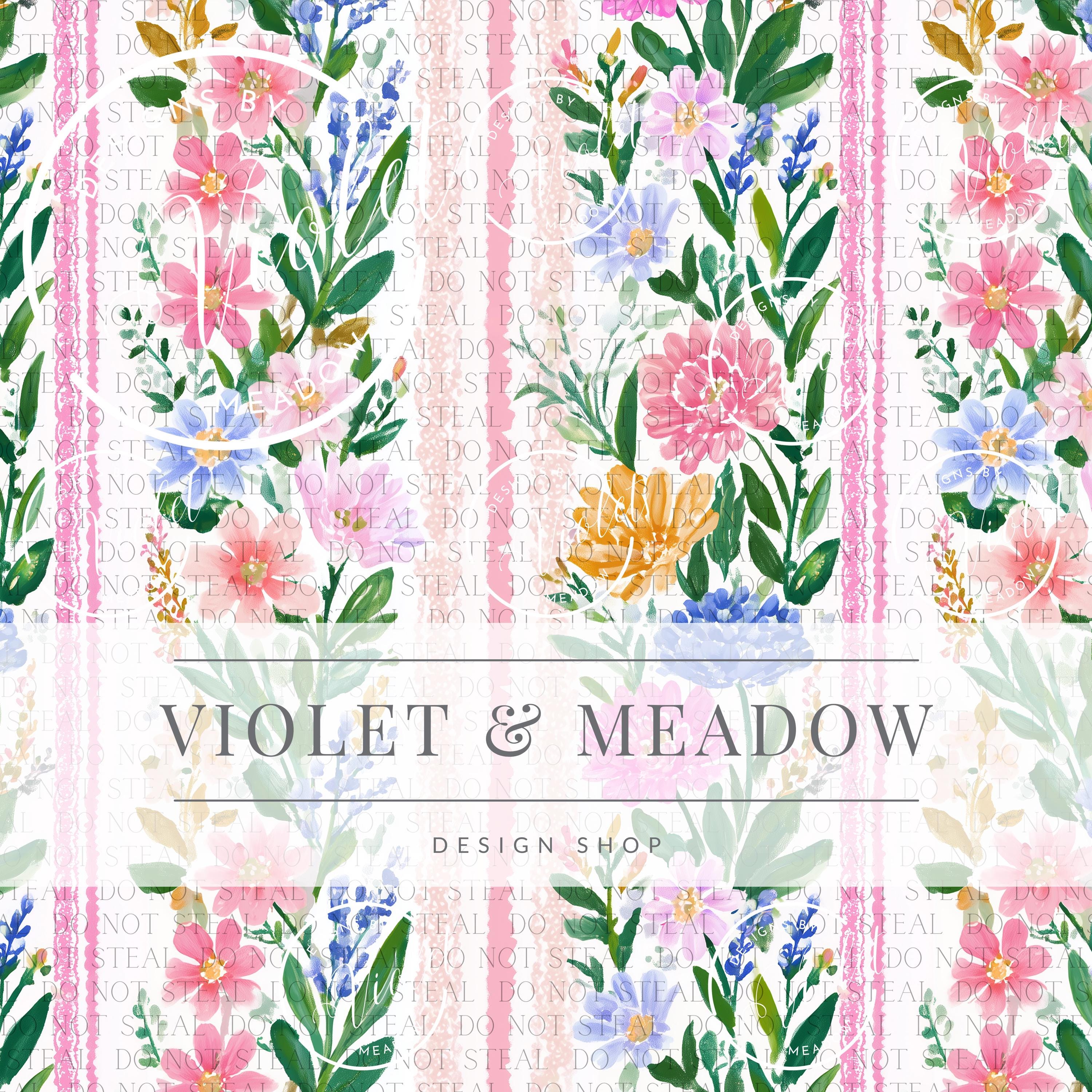Watercolor Floral Stripe Seamless Pattern – Painterly Garden Flowers ...