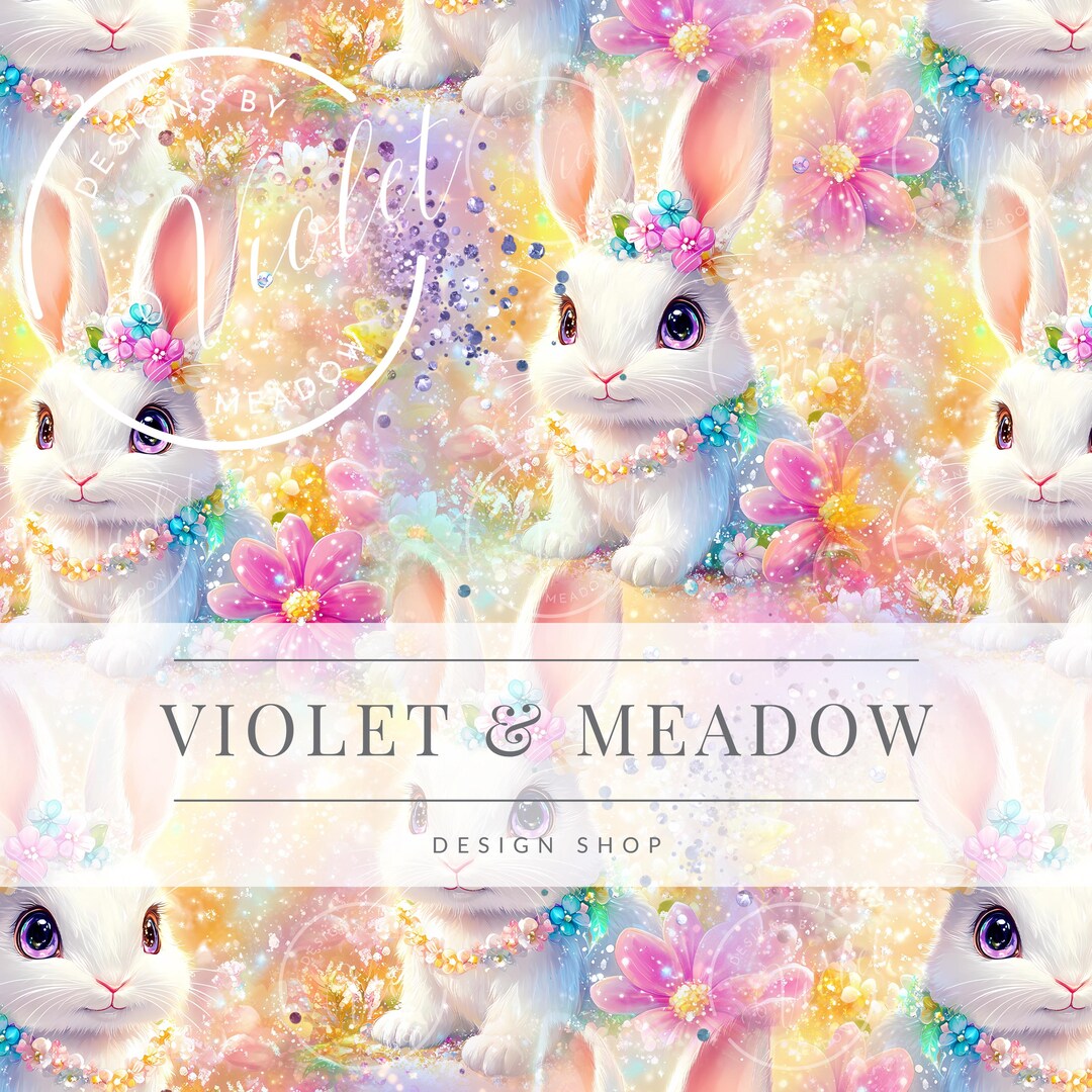 Pink and Blue Rabbit | Floral | Cute Seamless Repeat Pattern ...