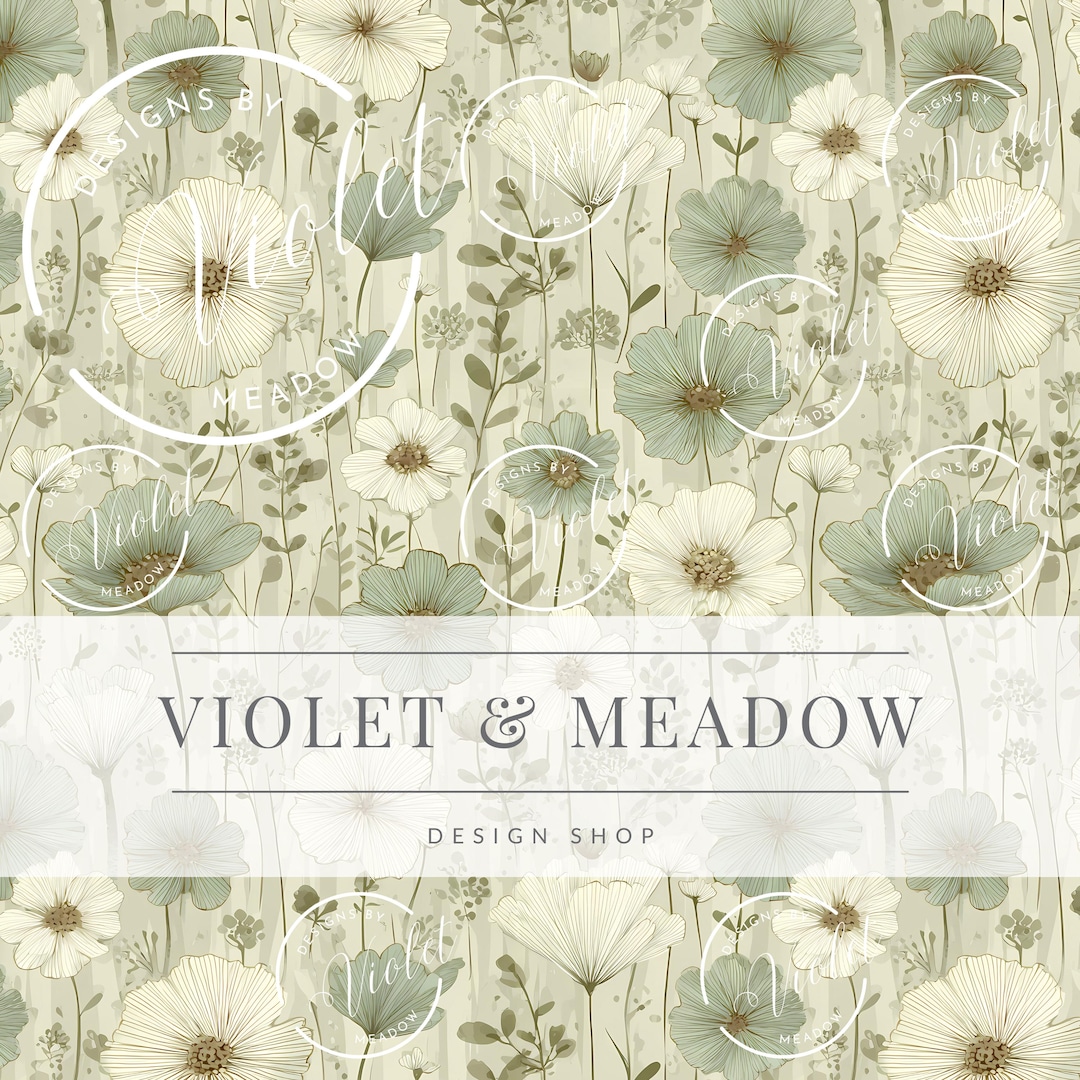 Sage Green Floral Digital Paper – Seamless Cottagecore Botanical ...