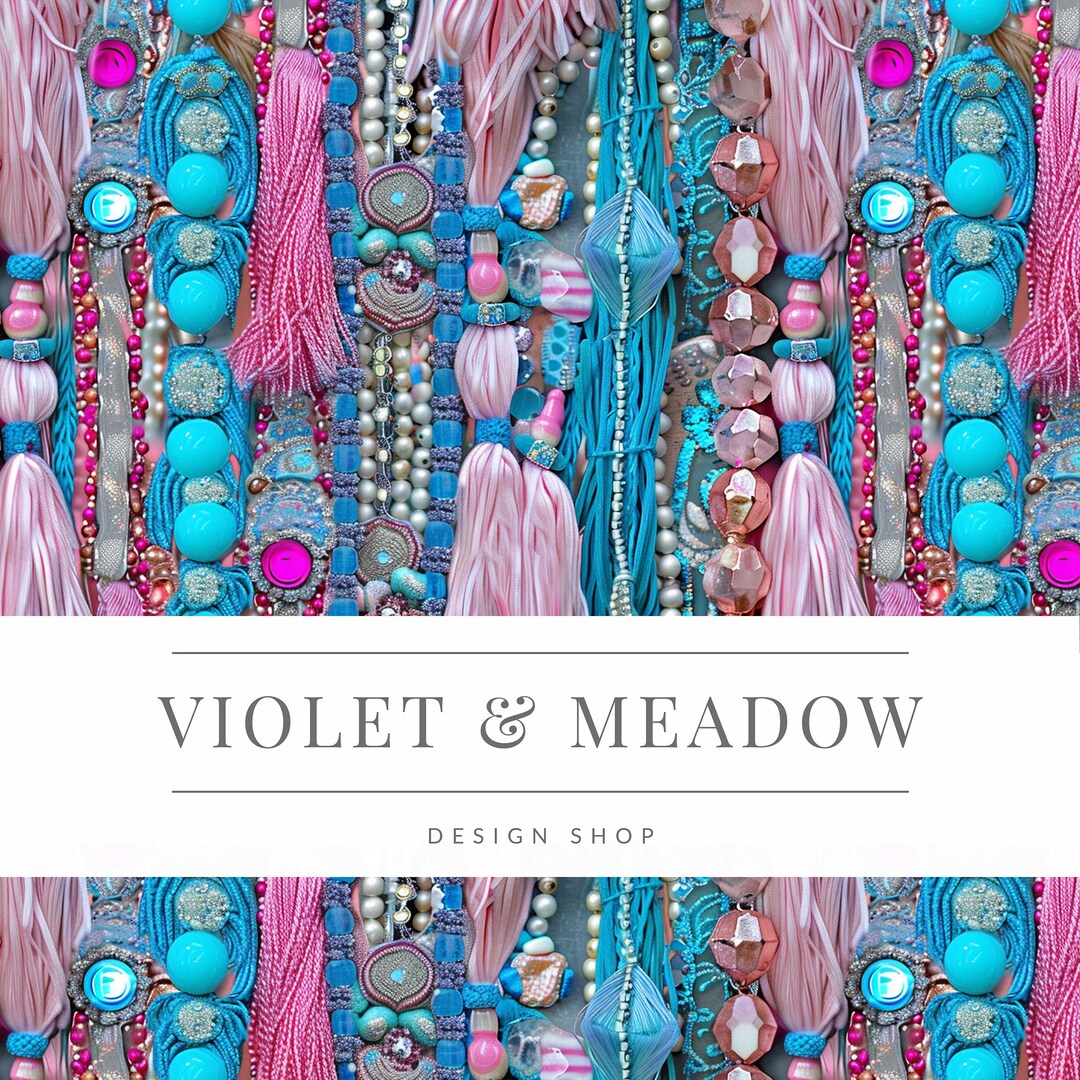 3D Fabric Fringe Tinsel Seamless Rustic Charm Boho Cowgirl Beaded ...