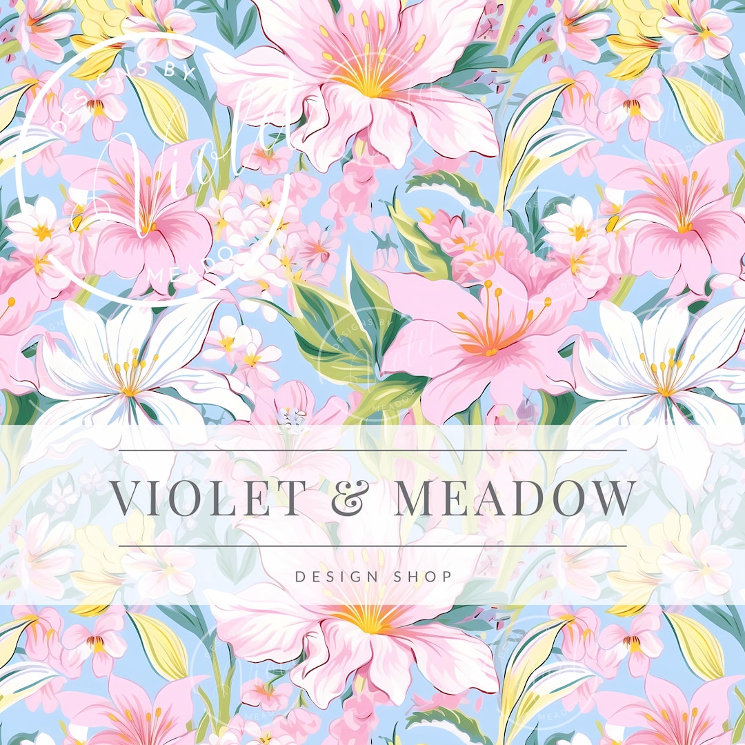 Preppy Watercolor Flowers Pattern | Preppy Flowers | Seamless Repeat ...