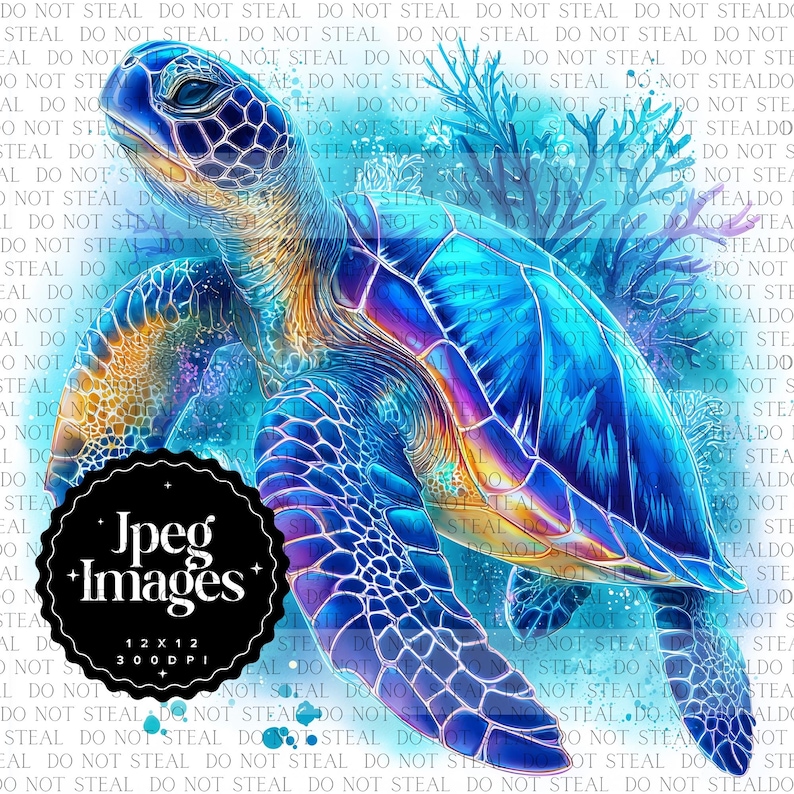 Sea Turtle Clipart Jpg, Ocean Animal Illustration, Vibrant Watercolor ...