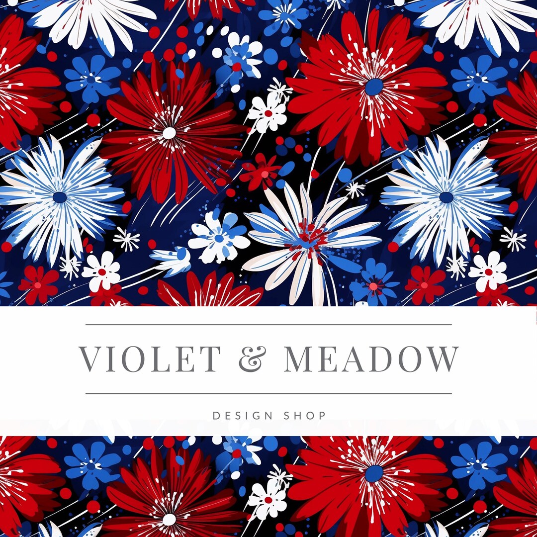 Seamless July Flowers, Seamless 4th of July Seamless Sewing Pattern ...