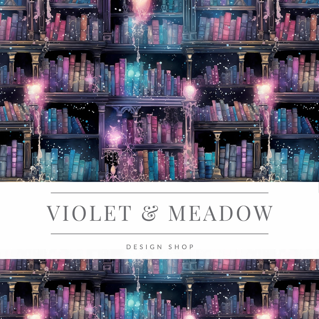 Seamless Bookcase, Seamless Book Pattern, Seamless Whimsical Digital ...