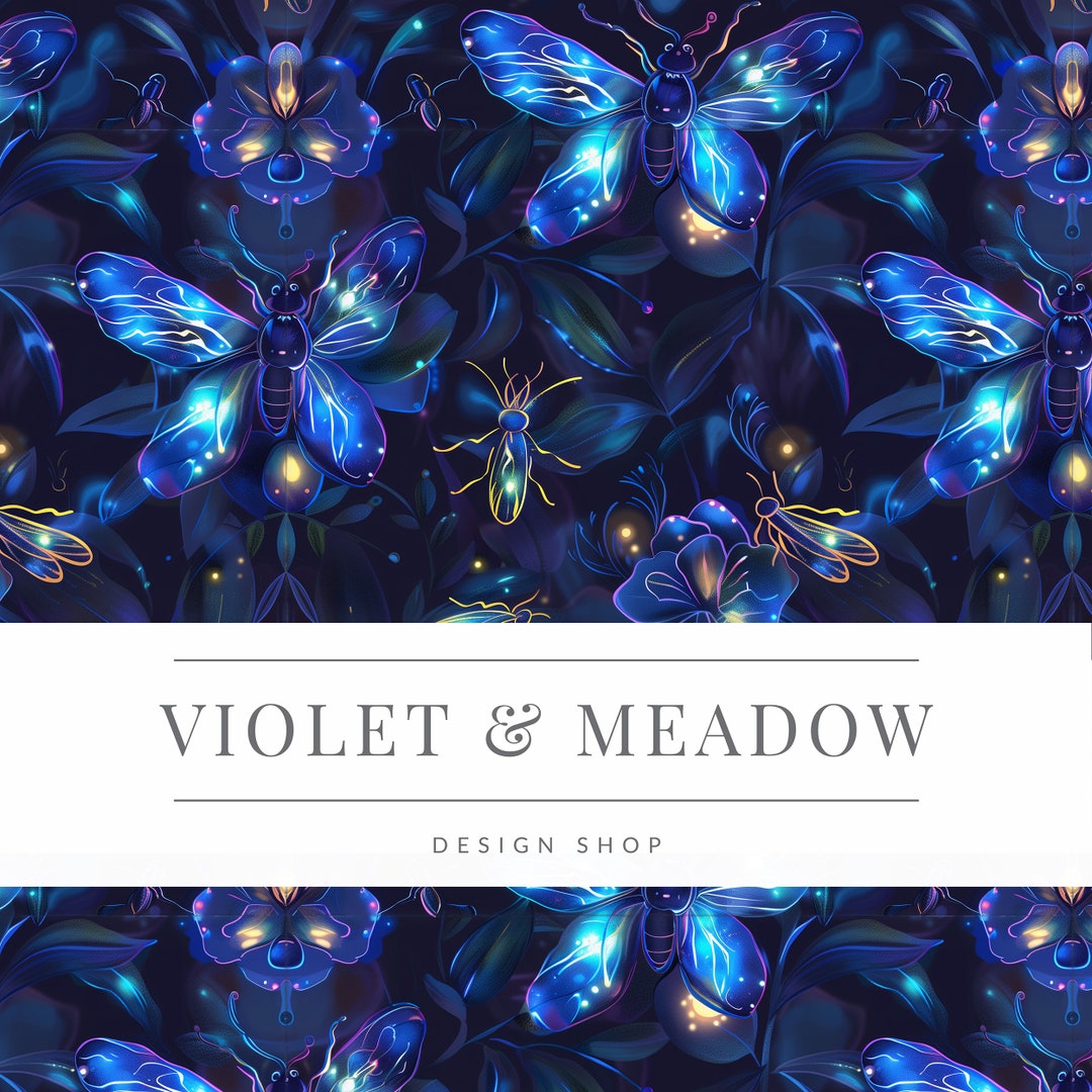 Blue Butterflies Flowers, Seamless Flowers, Surface Design, Fabric ...