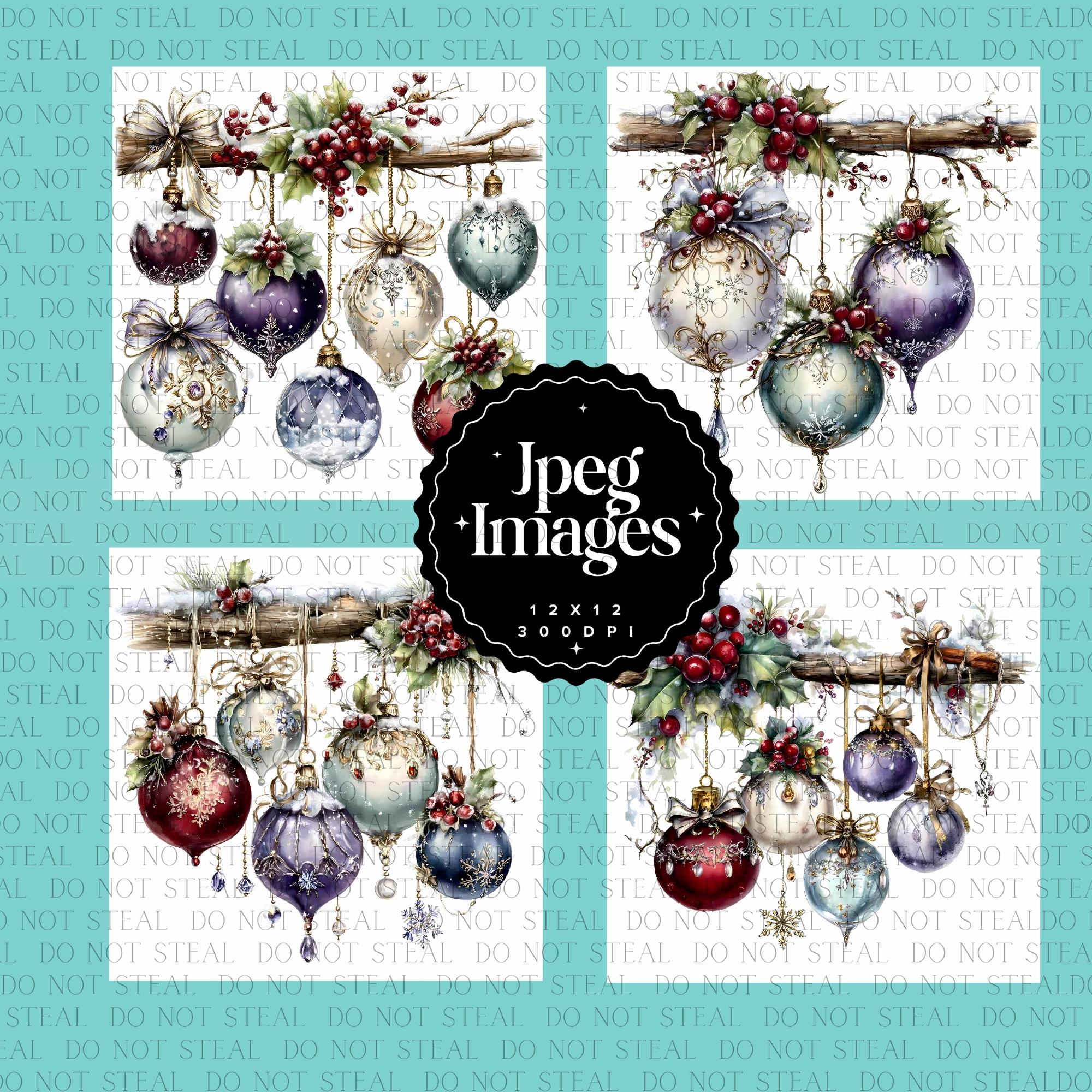 Soft Purple Christmas Clipart Bundle: Watercolor Christmas Graphics ...