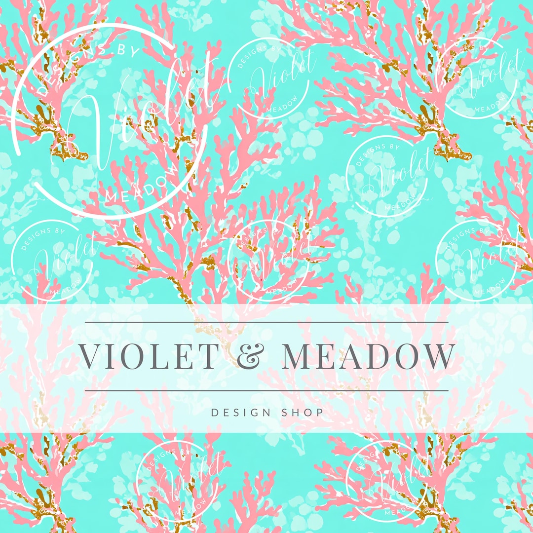 Preppy Teal & Pink Seamless Summer Digital Paper, Corral Reef Patterns ...