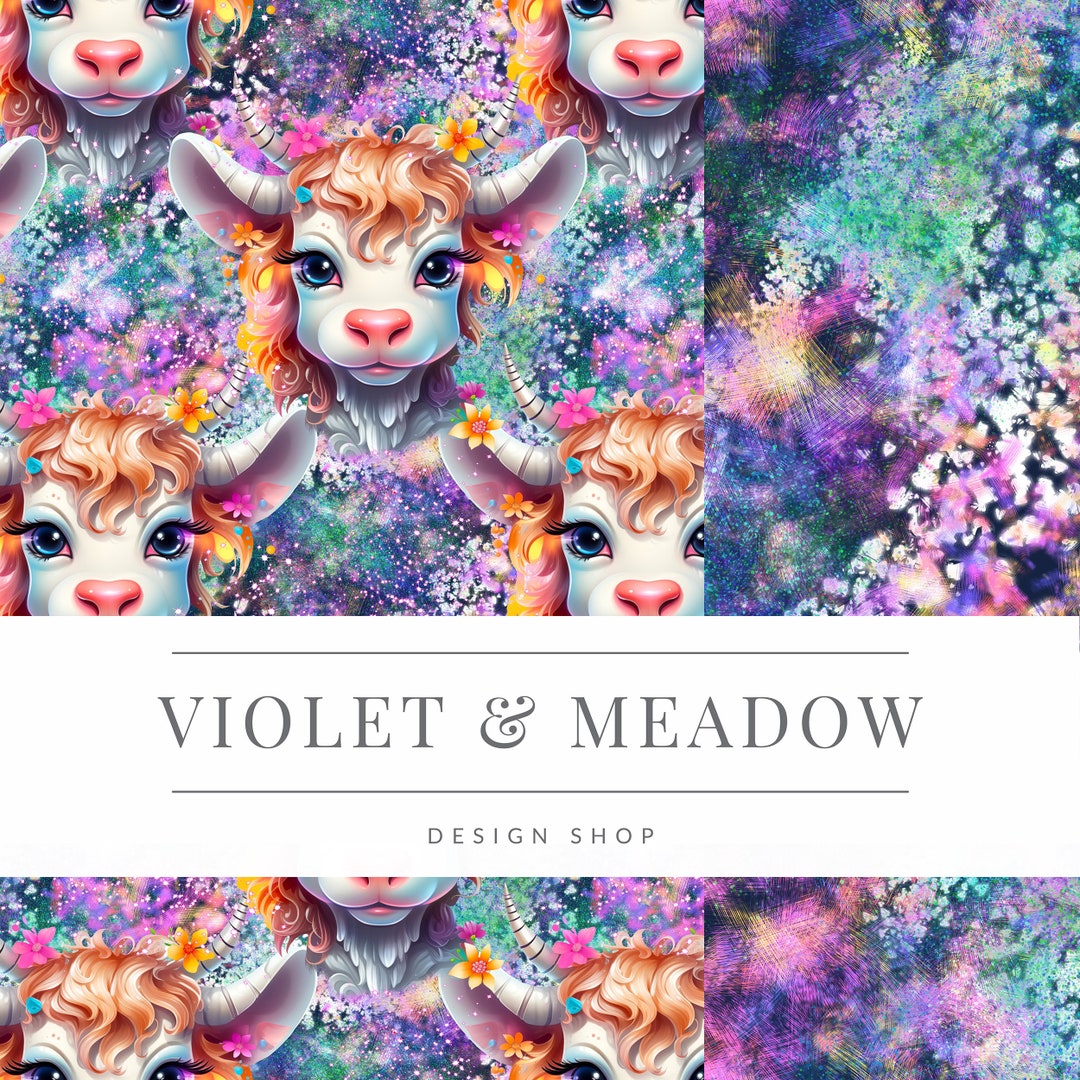 Highland Cow| Whimsical | Bright Farm Seamless Repeat Pattern ...