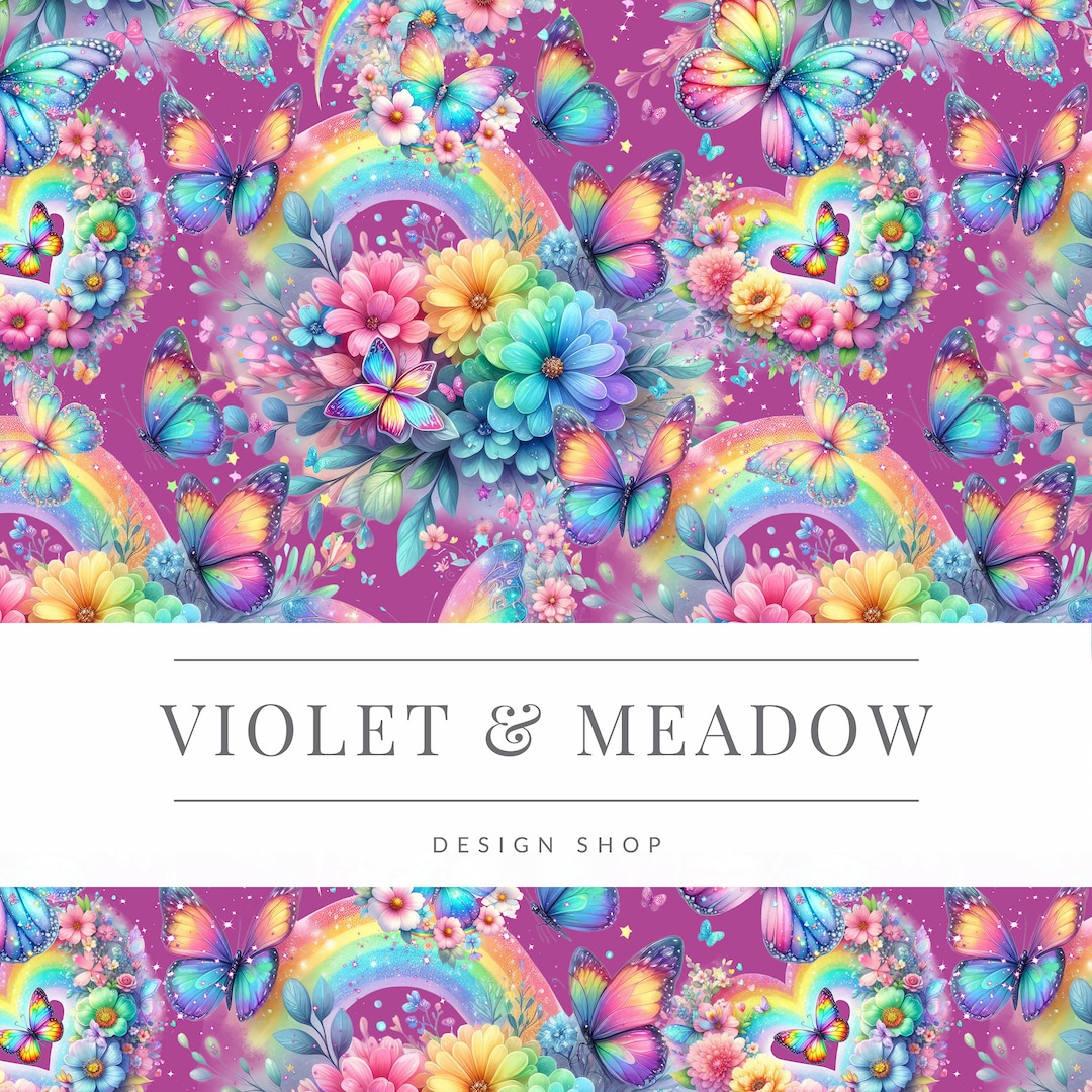 Seamless Purple Butterflies Pattern Rainbow Butterfly | Cute Seamless ...