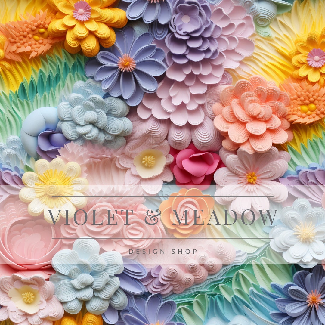 Pastel Floral 3D Seamless File 3D Flowers Digital Paper Cute Floral ...