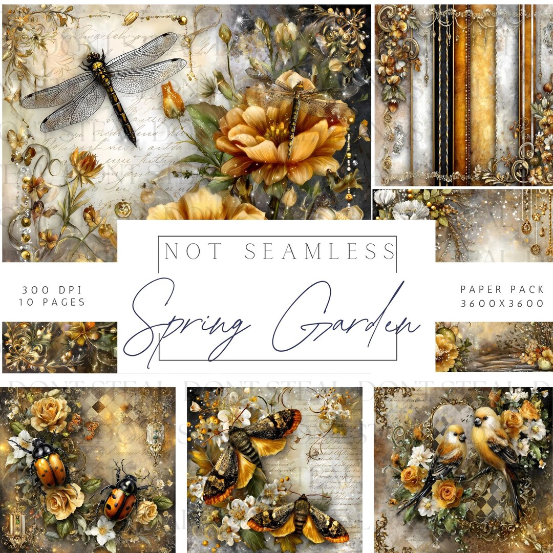 Vintage Floral Paper Pack | Floral Pattern | Birds and Botanicals ...